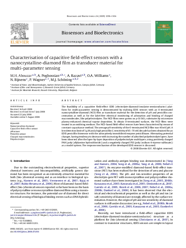 (PDF) Characterisation of capacitive field-effect sensors with a nanocrystalline-diamond film as ...