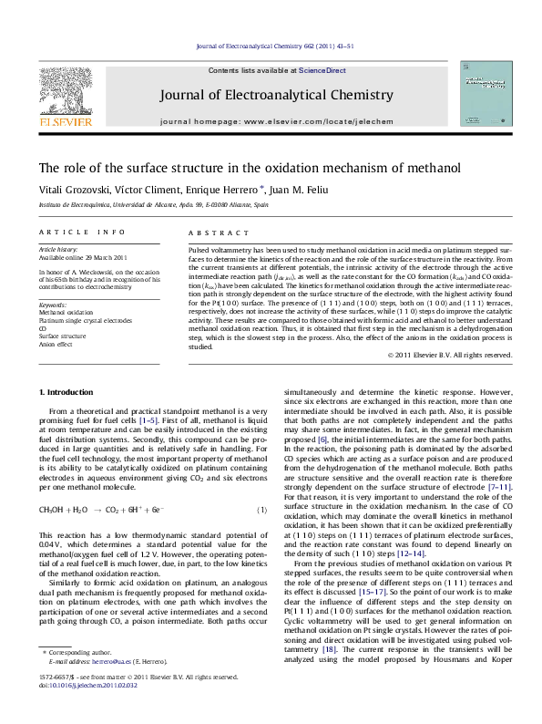 (PDF) The role of the surface structure in the oxidation mechanism of ...