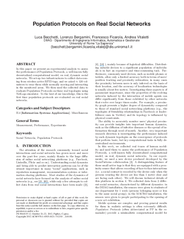 (PDF) Population protocols on real social networks