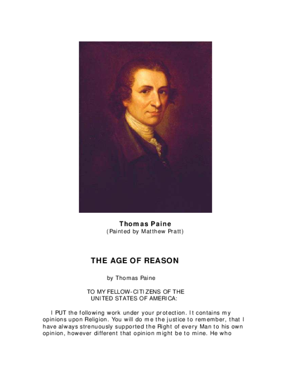 (PDF) Thomas Paine THE AGE OF REASON