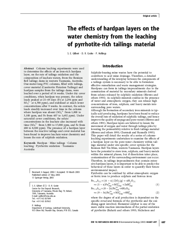 (PDF) The effects of hardpan layers on the water chemistry from the ...