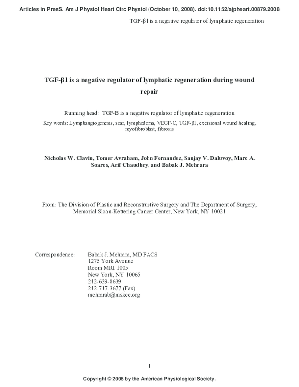 (PDF) TGF- 1 is a negative regulator of lymphatic regeneration during ...