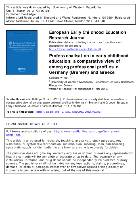 (PDF) Professionalisation in Early Childhood Education: A Comparative ...