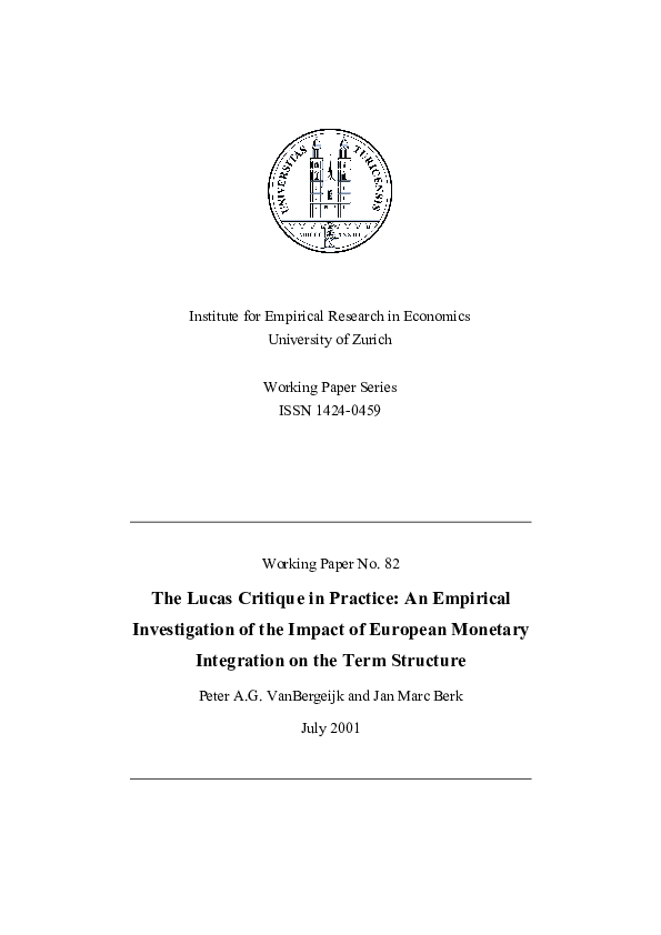 (PDF) The Lucas Critique in Practice: An Empirical Investigation of the ...