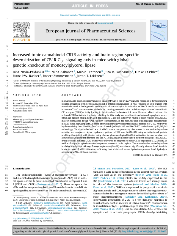 (PDF) Increased tonic cannabinoid CB1R activity and brain region-specific desensitization of ...