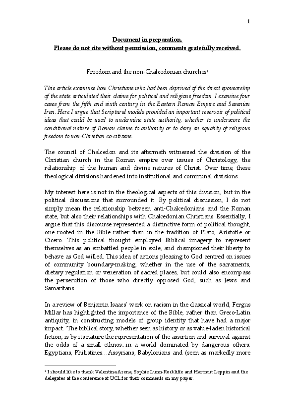 (PDF) Freedom and the non Chalcedonian churches