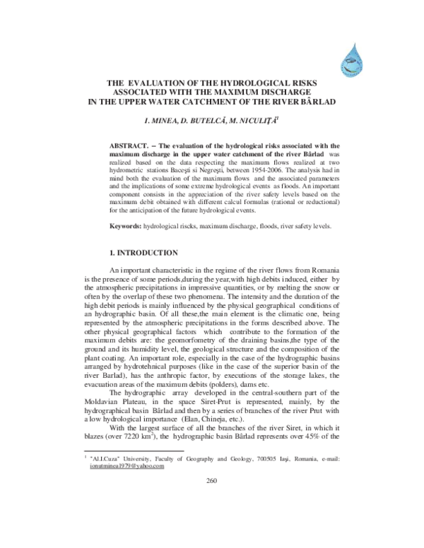 THE EVALUATION OF THE HYDROLOGICAL RISKS ASSOCIATED WITH THE MAXIMUM ...