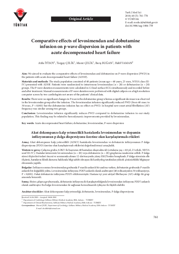 (PDF) Comparative effects of levosimendan and dobutamine infusion on p ...