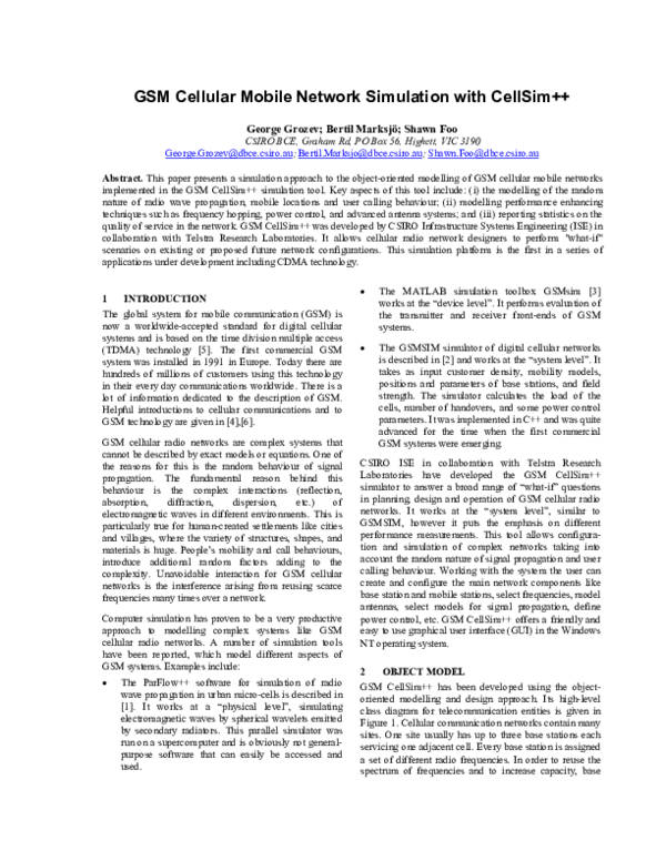 Pdf Gsm Cellular Mobile Network Simulation With Cellsim 