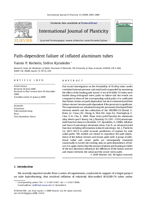 (PDF) Path-dependent failure of inflated aluminum tubes