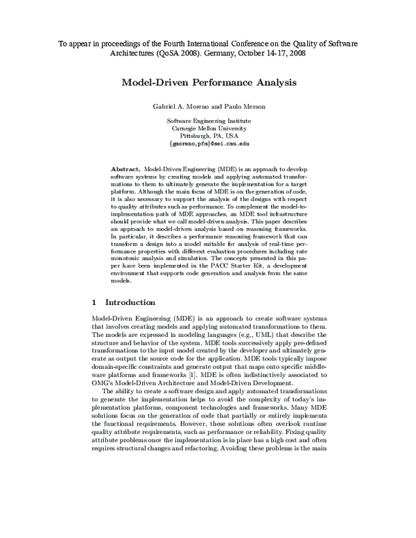 (PDF) Model-Driven Performance Analysis