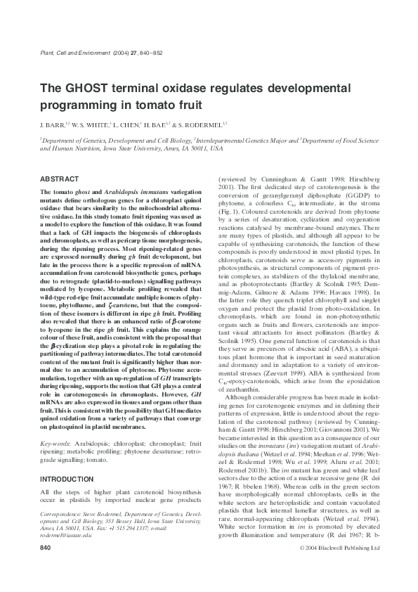 (PDF) The GHOST terminal oxidase regulates developmental programming in ...