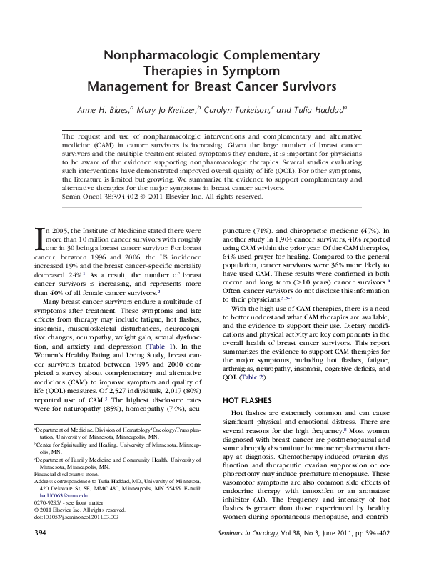 (PDF) Nonpharmacologic Complementary Therapies in Symptom Management ...