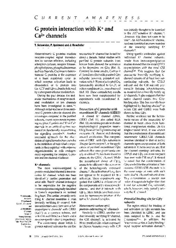 (PDF) G protein interaction with K+ and Ca2+ channels
