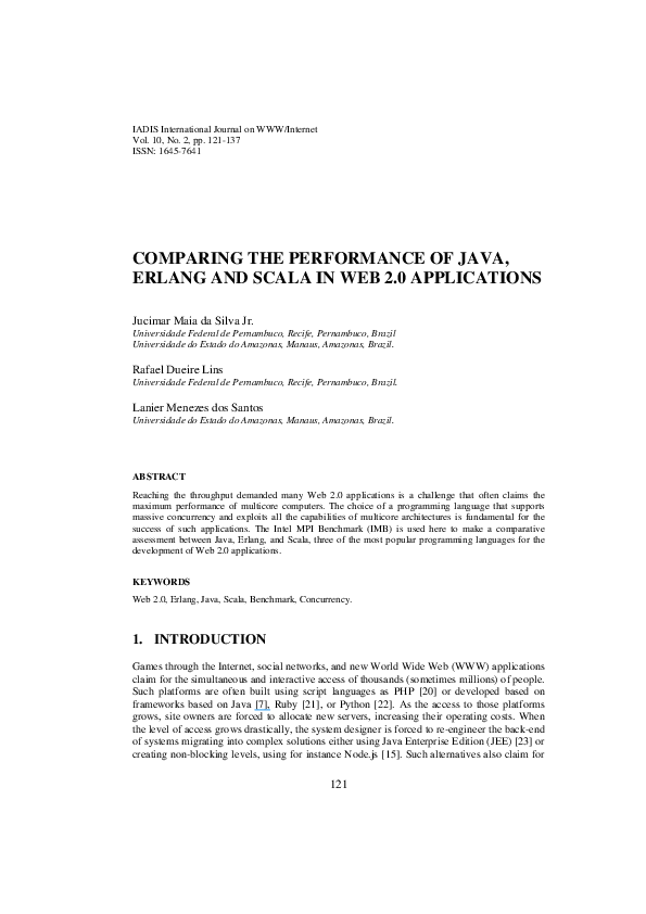 (PDF) Comparing the Performance of Java, Erlang and Scala in Web 2.0 ...
