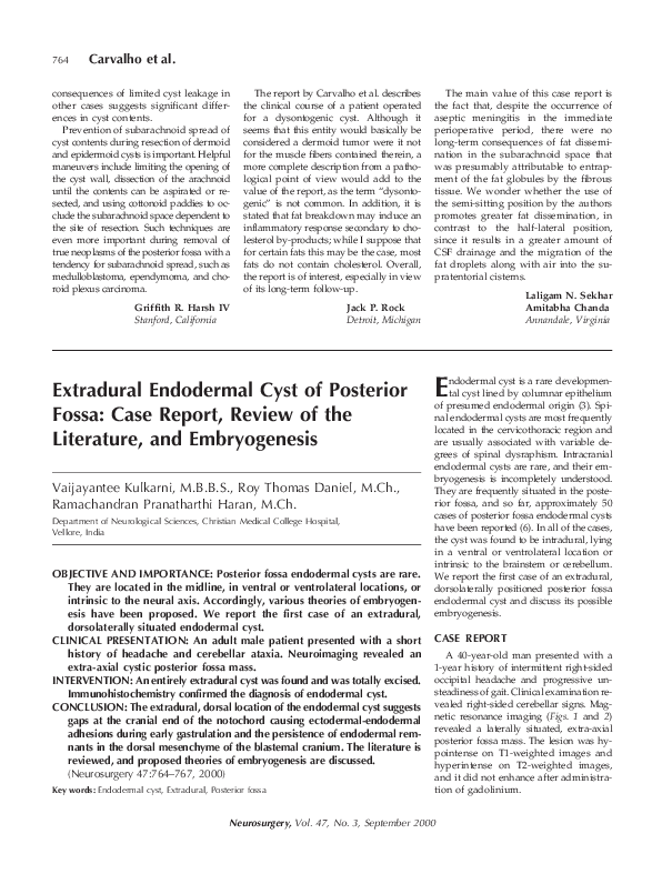 (PDF) Extradural Endodermal Cyst of Posterior Fossa: Case Report ...