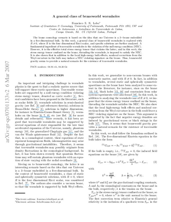 (PDF) General class of braneworld wormholes
