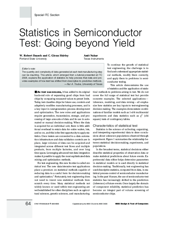 (PDF) Statistics in Semiconductor Test: Going beyond Yield