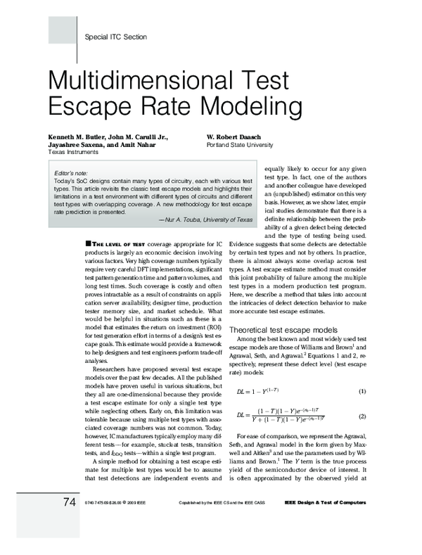 (PDF) Multidimensional Test Escape Rate Modeling