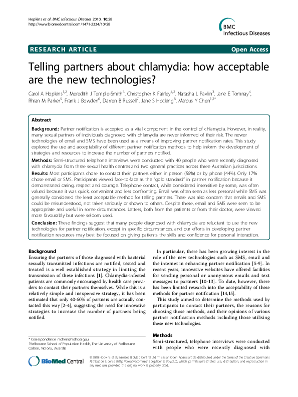 (PDF) Acceptability of Tech in Chlamydia Partner Notification