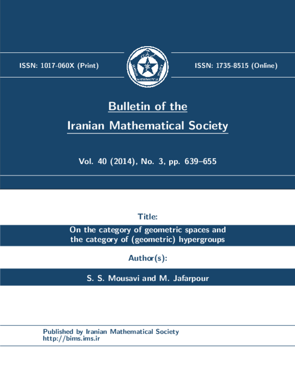 (PDF) Bulletin of the Iranian Mathematical Society ISSN: 1017-060X ...
