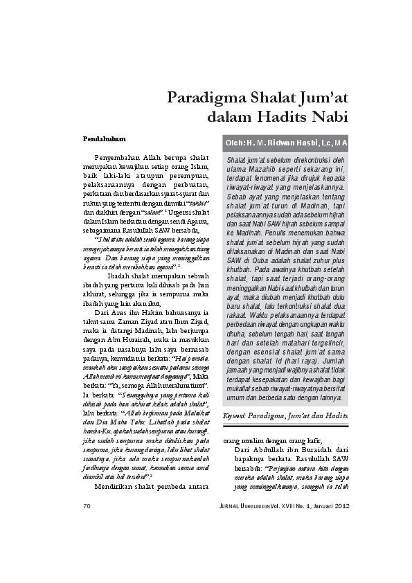 (PDF) Paradigma Shalat Jum'at dalam Hadits Nabi