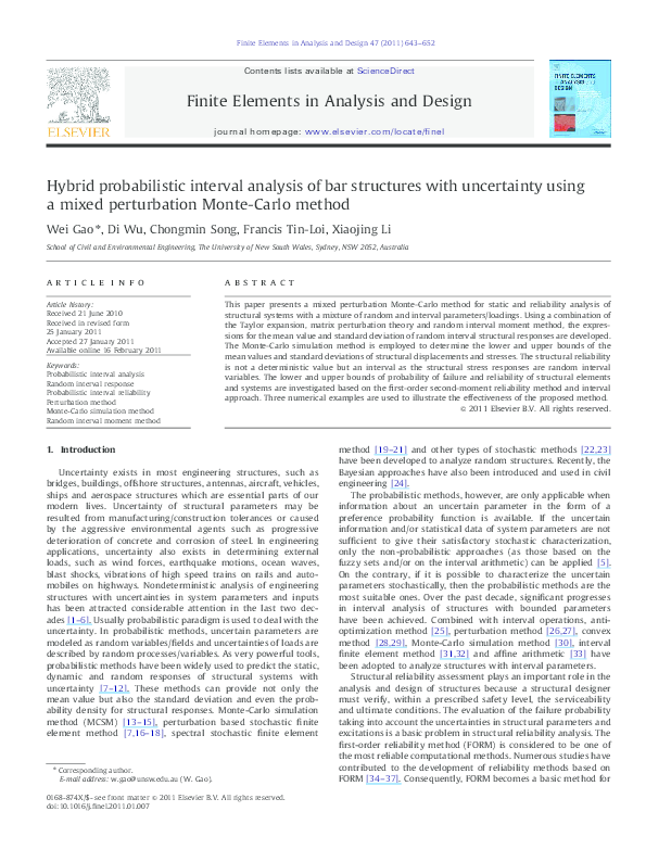 (PDF) Hybrid probabilistic interval analysis of bar structures with uncertainty using a mixed ...