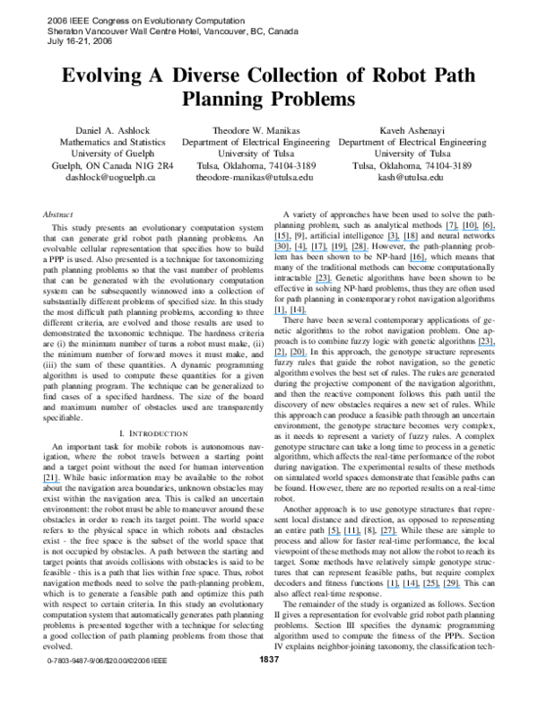 (PDF) Evolving A Diverse Collection of Robot Path Planning Problems