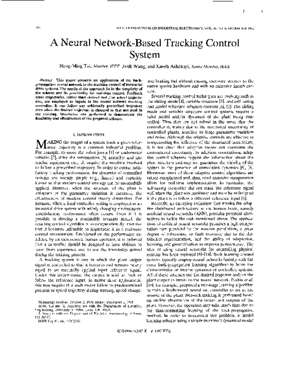 (PDF) A neural network-based tracking control system