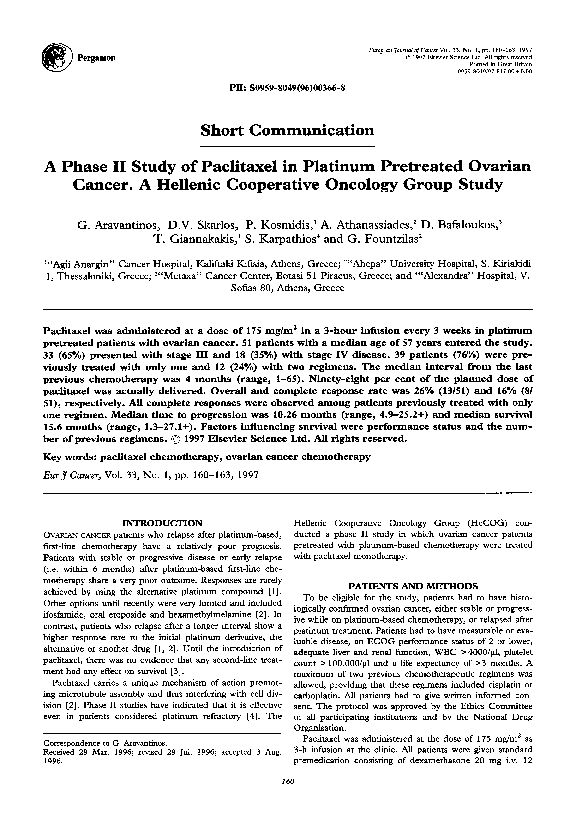 (PDF) A phase II study of paclitaxel in platinum pretreated ovarian ...