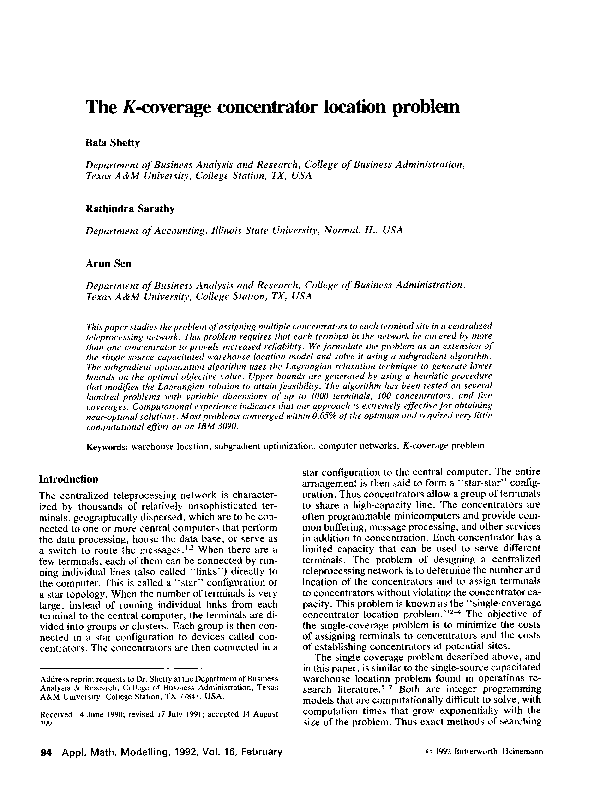 (PDF) The K-coverage concentrator location problem