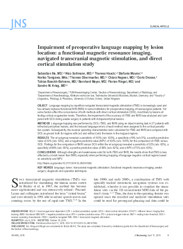 (PDF) Impairment of preoperative language mapping by lesion location: a functional magnetic ...