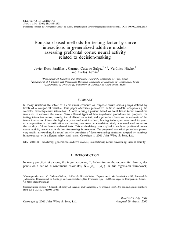 Pdf Bootstrap Based Methods For Testing Factor By Curve Interactions In Generalized Additive