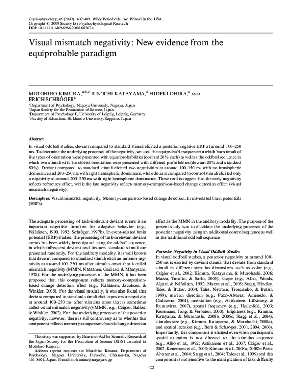 (PDF) Visual mismatch negativity: New evidence from the equiprobable ...