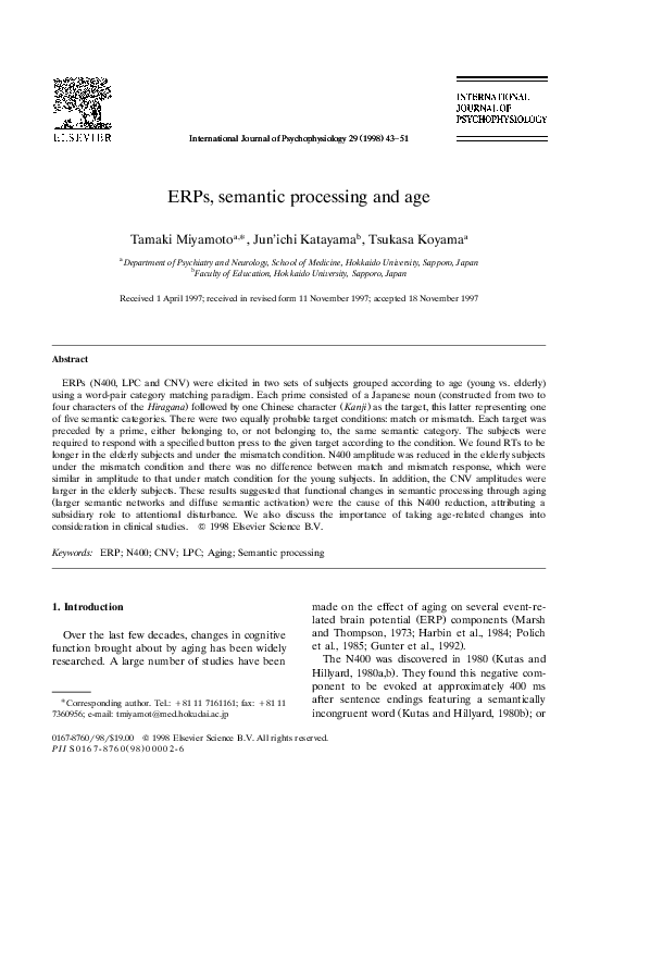 (PDF) ERPs, semantic processing and age