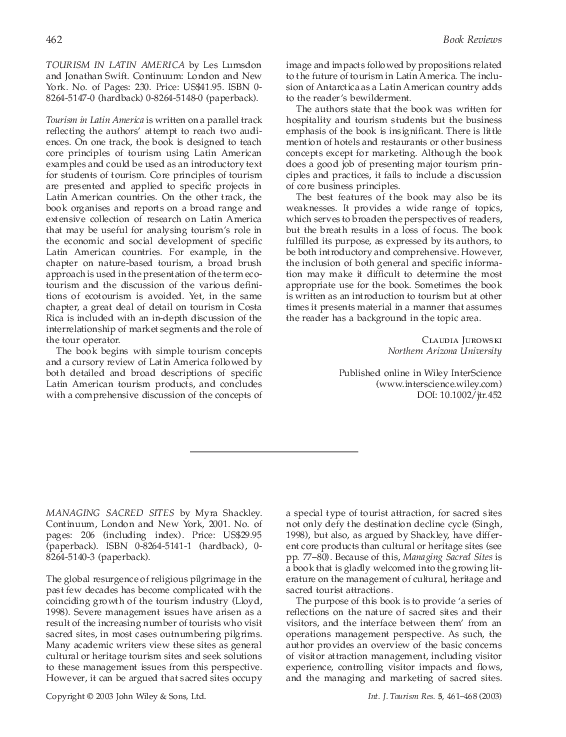 (PDF) Managing sacred sites by Myra Shackley. Continuum, London and New ...