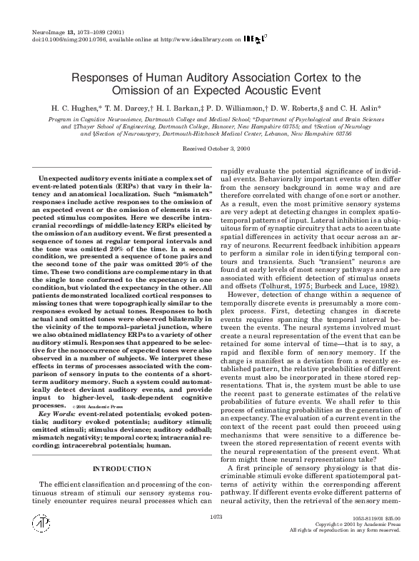 (PDF) Responses of Human Auditory Association Cortex to the Omission of ...