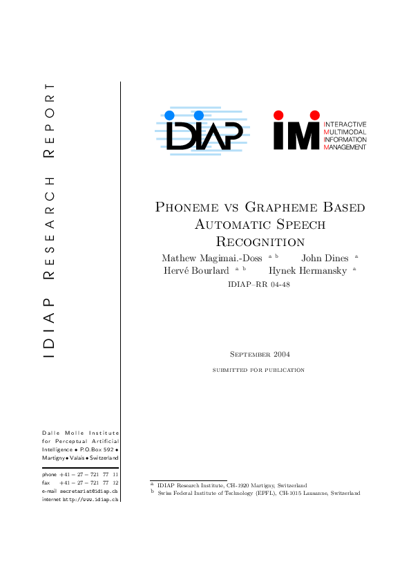 (PDF) Phoneme vs Grapheme Based Automatic Speech Recognition