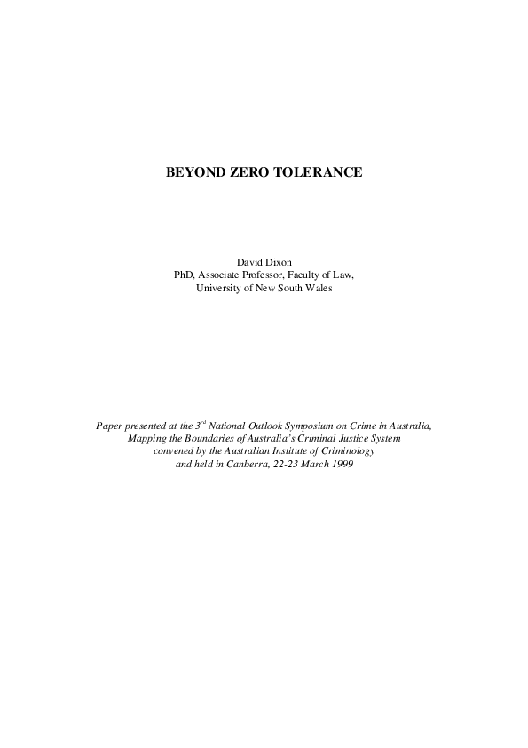(PDF) BEYOND ZERO TOLERANCE