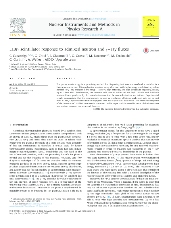 Pdf Labr3 Scintillator Response To Admixed Neutron And