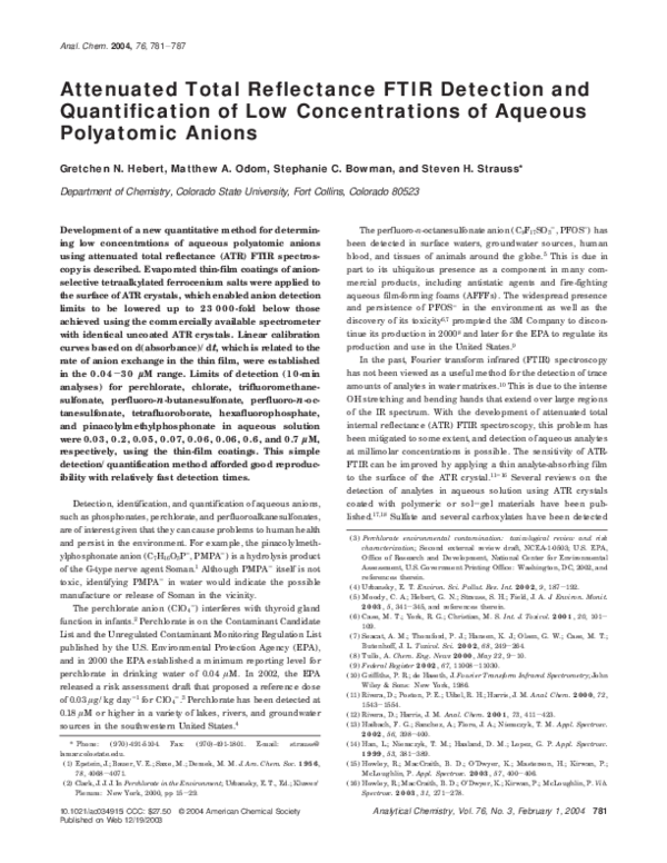 (PDF) Attenuated Total Reflectance FTIR Detection and Quantification of ...