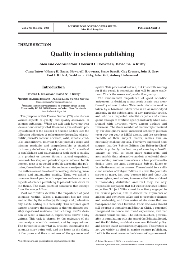 (PDF) Quality in science publishing