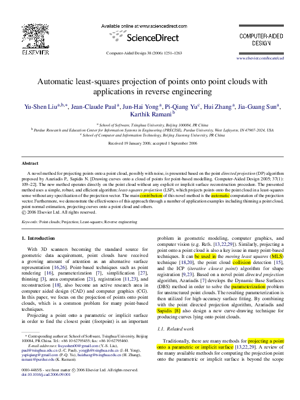(PDF) Automatic least-squares projection of points onto point clouds ...