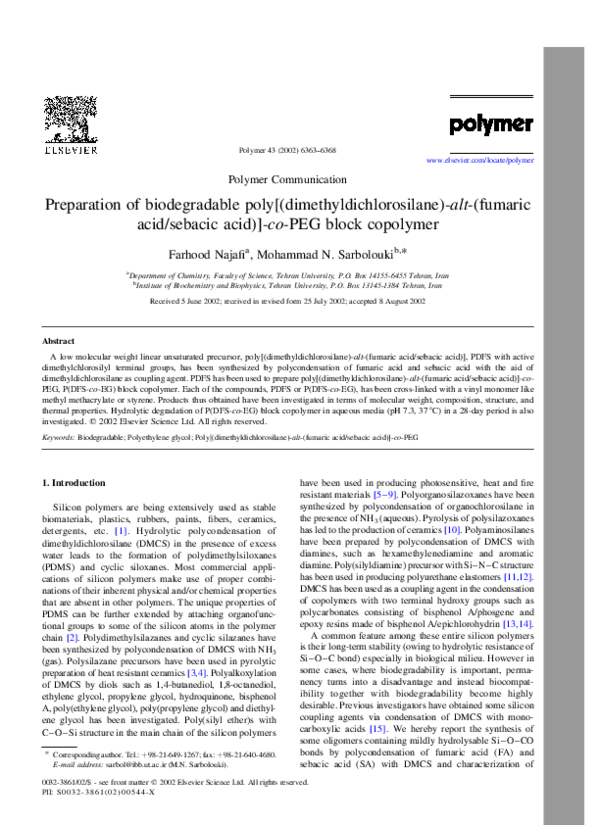 (PDF) Preparation of biodegradable poly[(dimethyldichlorosilane)-alt ...