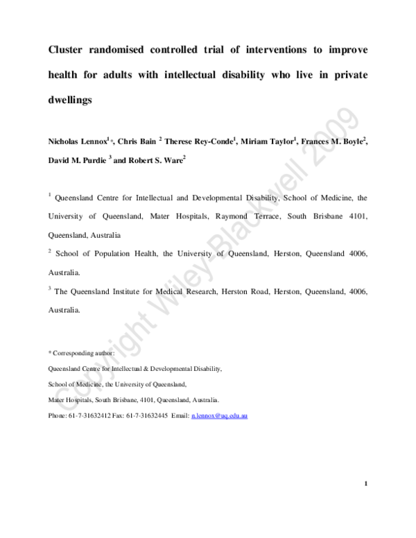 (PDF) Cluster Randomized-Controlled Trial of Interventions to Improve Health for Adults with ...