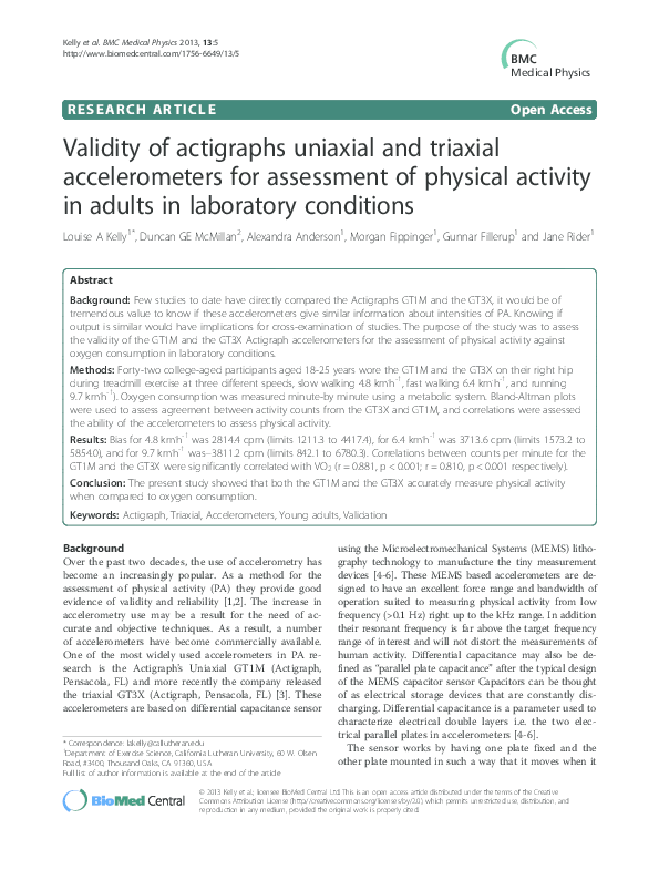 (PDF) Validity of actigraphs uniaxial and triaxial accelerometers for assessment of physical ...