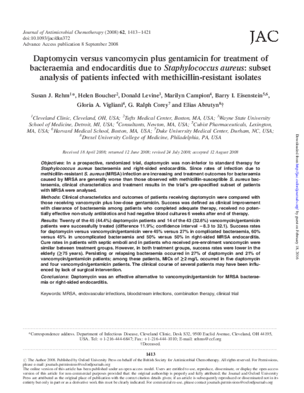 (PDF) Daptomycin versus vancomycin plus gentamicin for treatment of ...