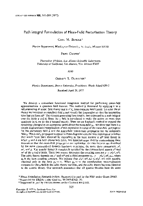 (PDF) Path integral formulation of mean-field perturbation theory