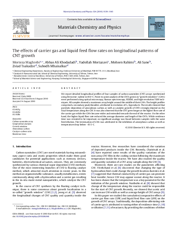 (PDF) The effects of carrier gas and liquid feed flow rates on ...