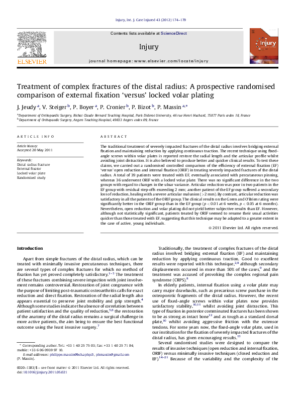 (PDF) Treatment of complex fractures of the distal radius: A prospective randomised comparison ...